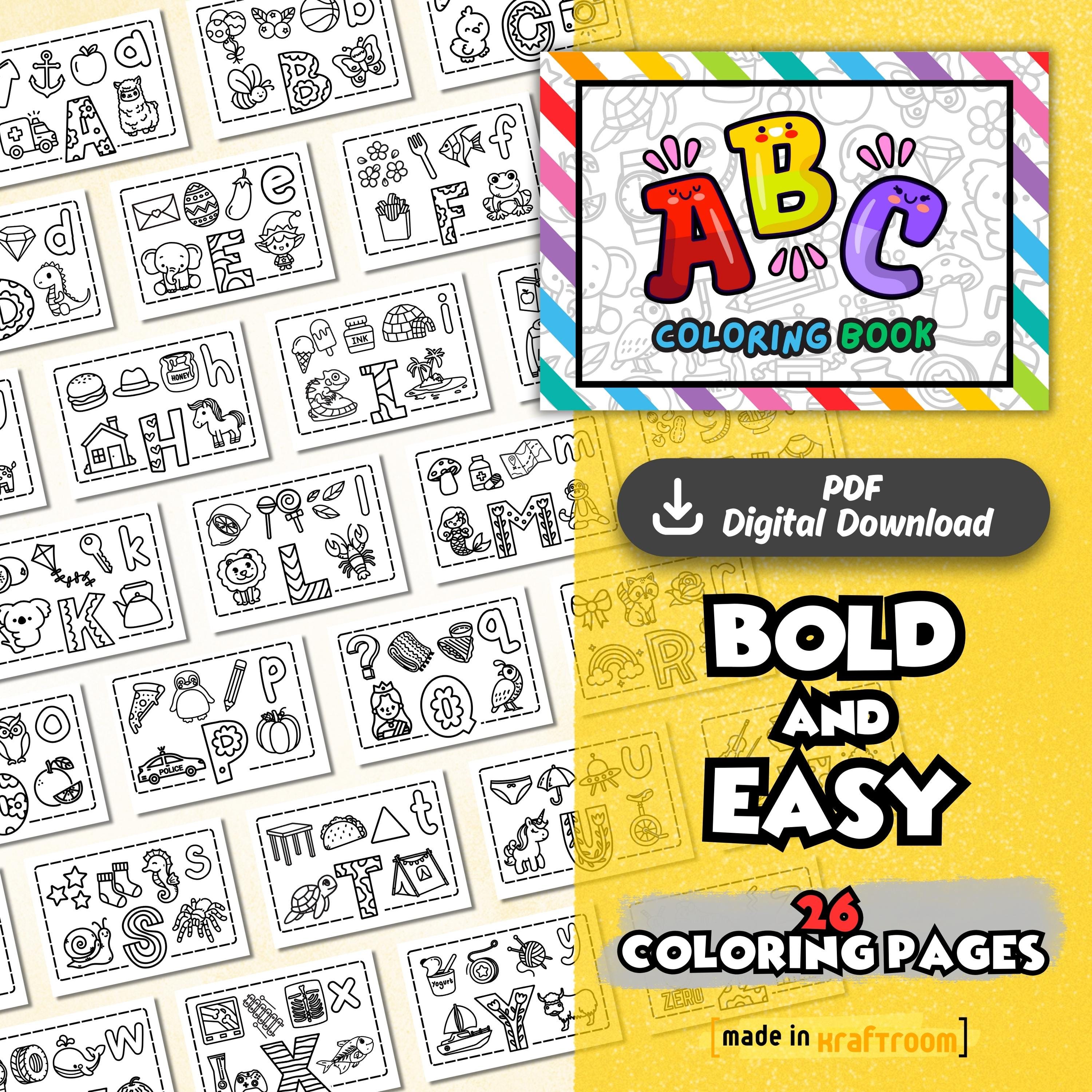 Alphabet Coloring Book - Bold and Easy ABC Coloring Pages - Etsy