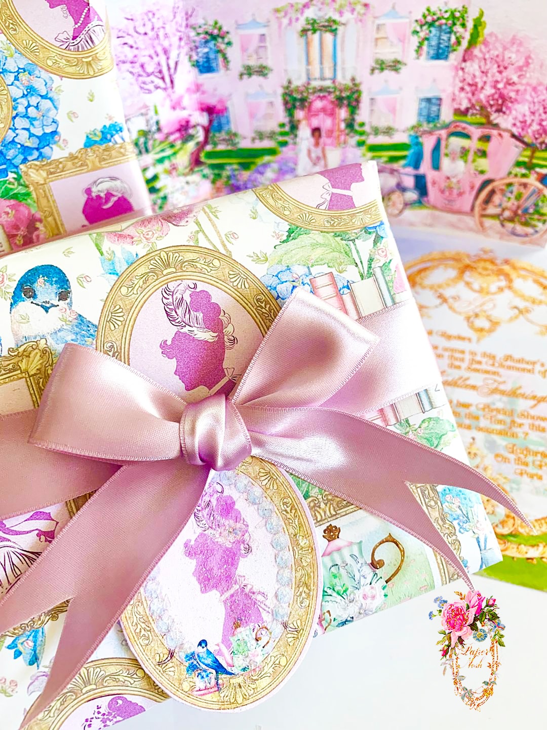 Bridgerton Inspired Jane Austen Regency Gift Wrapping Paper and Oval ...