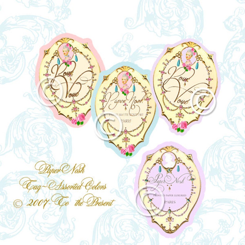 French Vintage Style Perfume Tags Set of Eight | Etsy