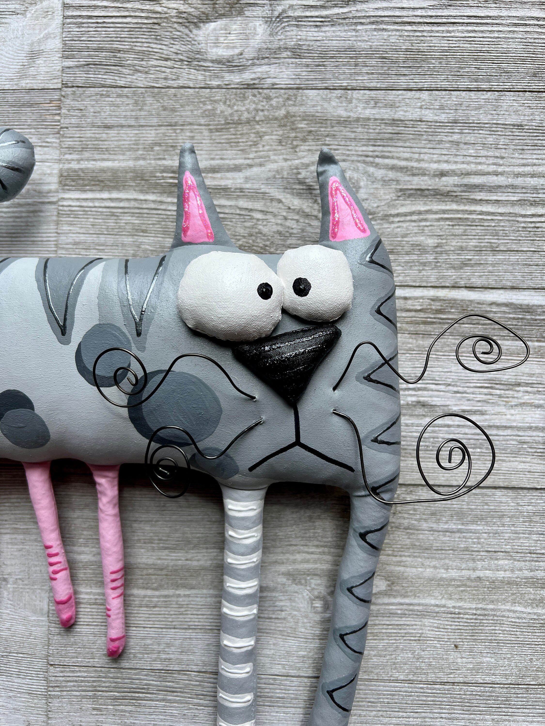 Butt Uglee Cat Named Venus ... Wacky Gray Cat With NIPPLES/ Humorous Home Decor/quirky Wall Art ...