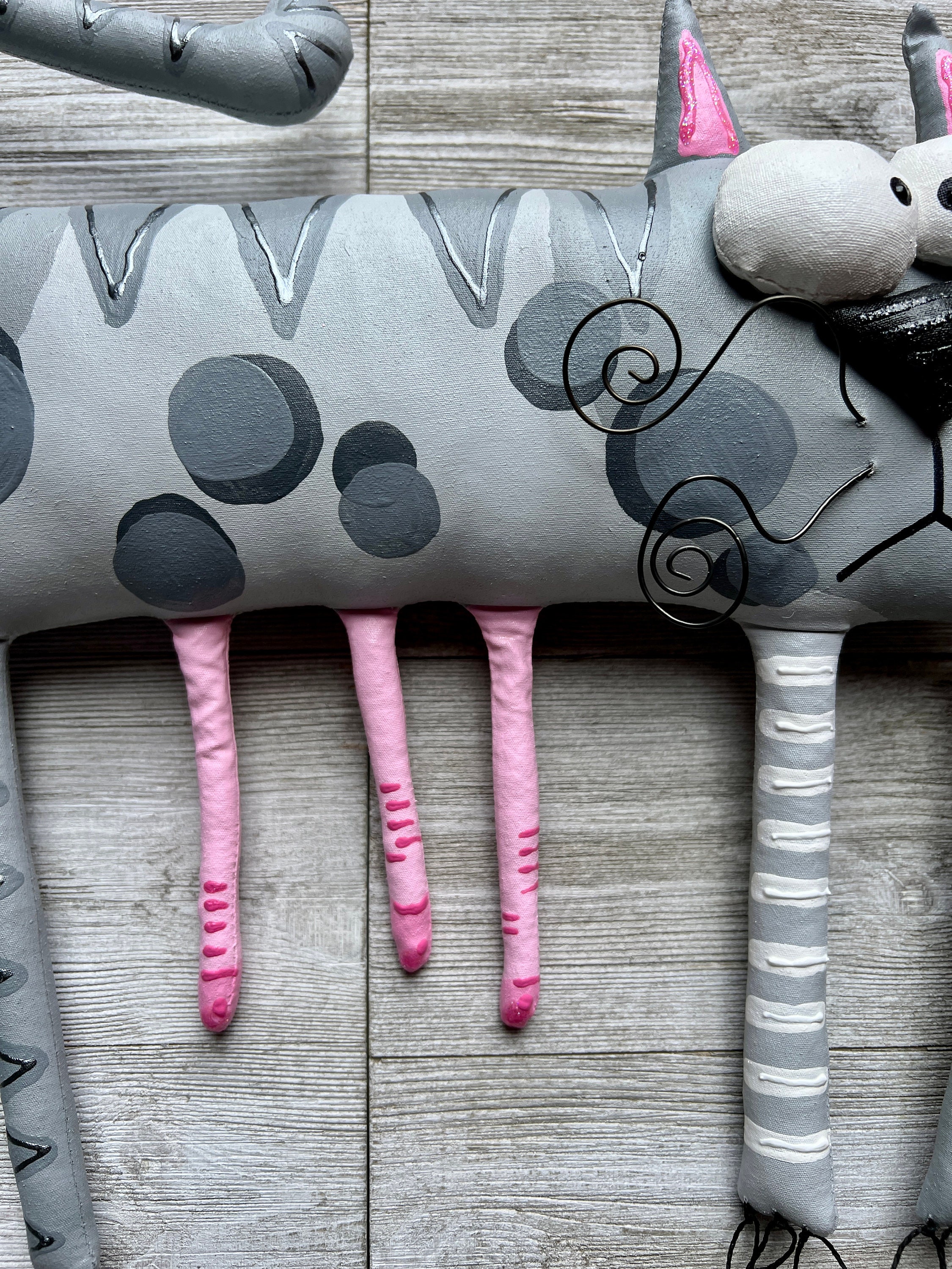 Butt Uglee Cat Named Venus ... Wacky Gray Cat With NIPPLES/ Humorous Home Decor/quirky Wall Art ...