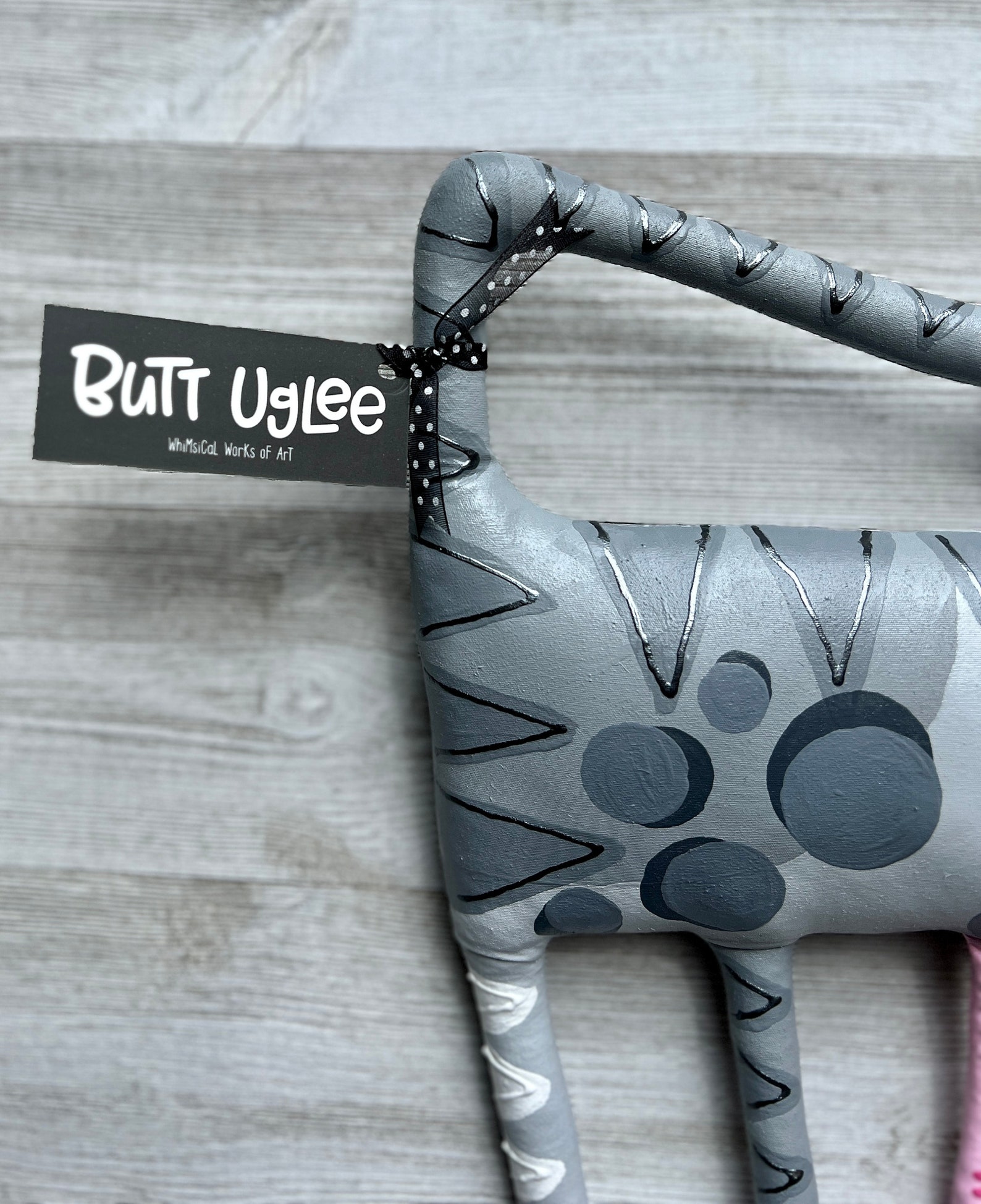 Butt Uglee Cat Named Venus ... Wacky Gray Cat With NIPPLES/ Humorous Home Decor/quirky Wall Art ...