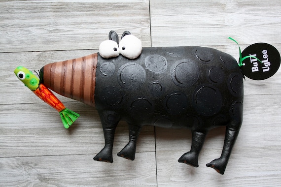 Black Bear Named Ruby with FisH... Whimsical Wall Art OOAK | Etsy