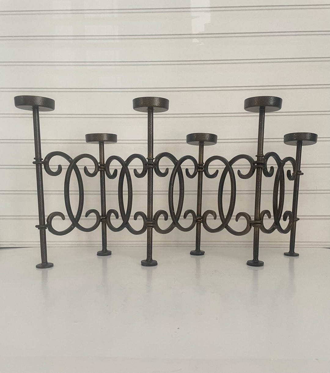 Vintage Accordion Candelabra, Expandable Metal Candle Holder, 6 Candle ...