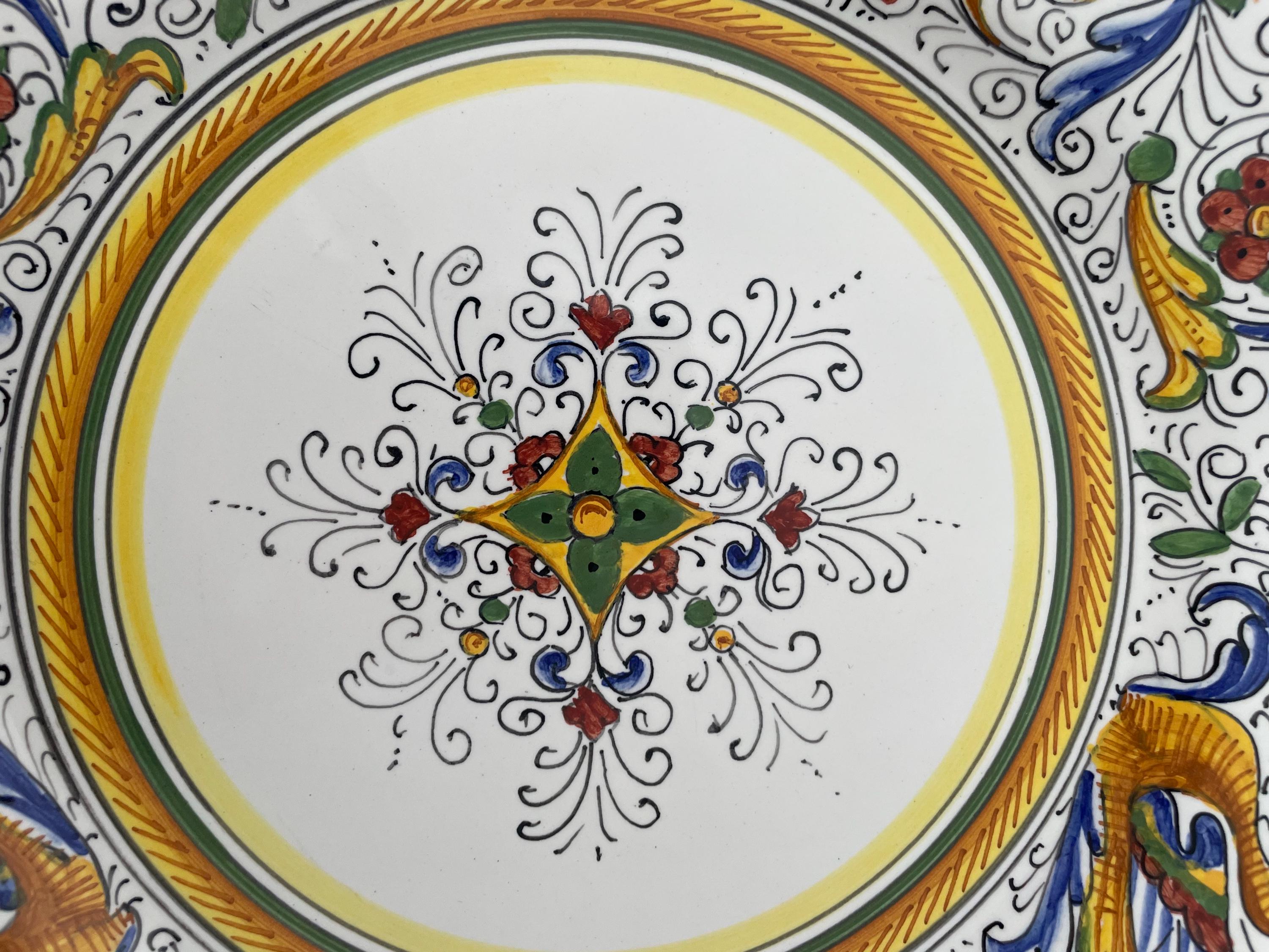 Italian Deruta Raffaellesco Dinner Plate Hand Painted Ceramic Scallop ...