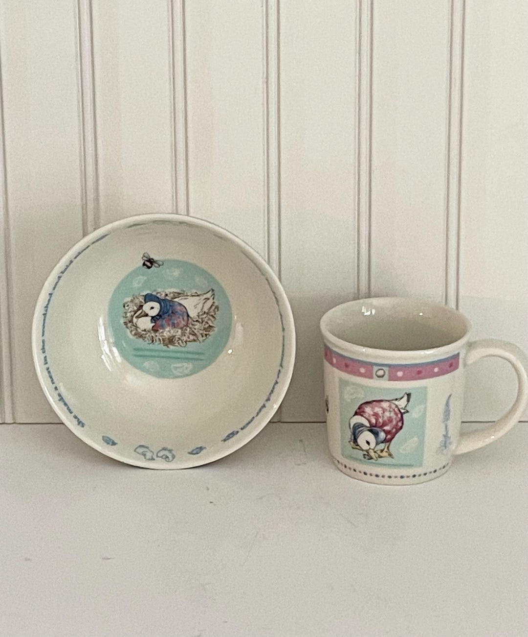 Vintage Jemima Puddle Duck Bowl and Mug Set by Wedgewood Beatrix Potter ...