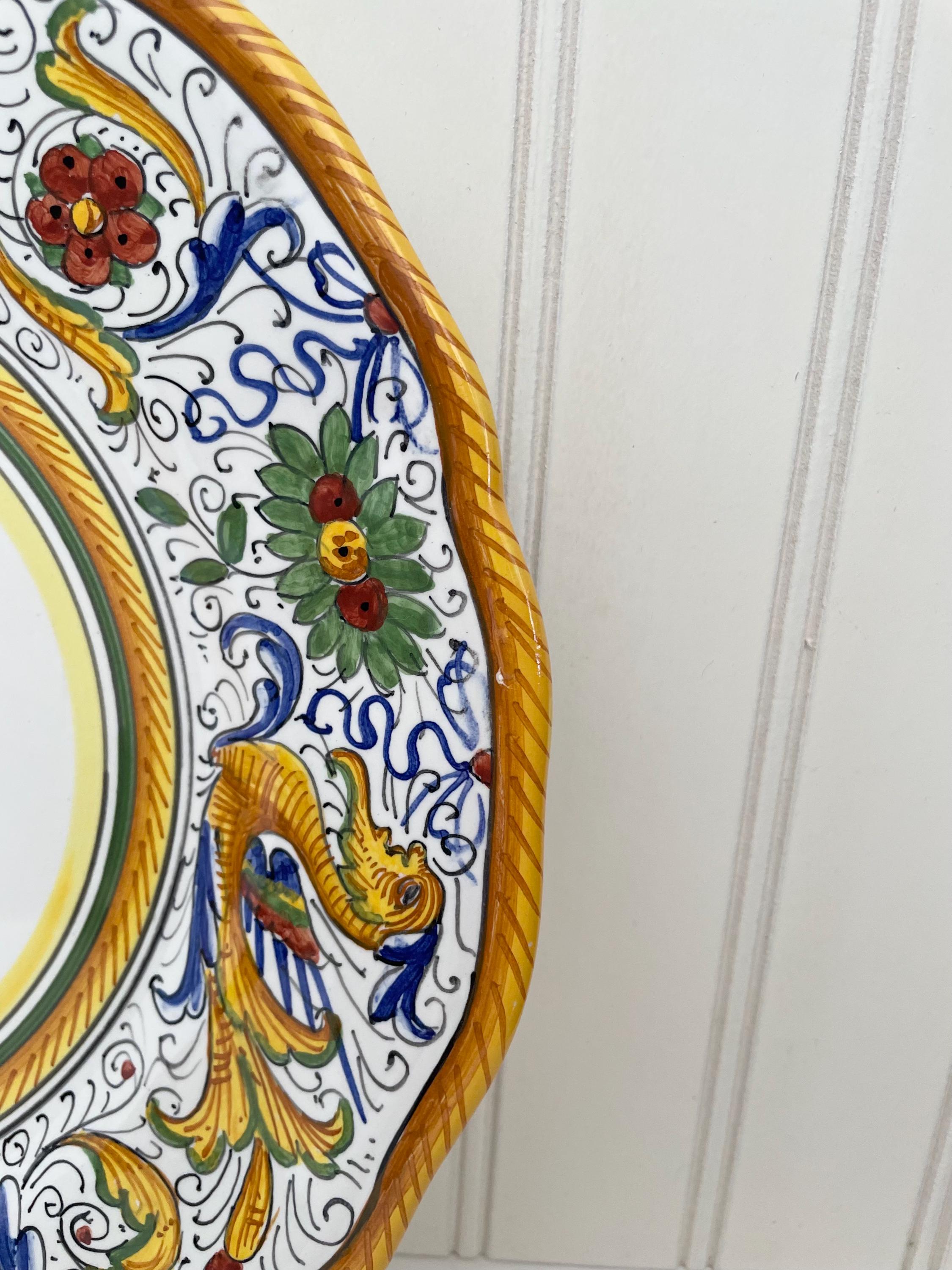 Italian Deruta Raffaellesco Dinner Plate Hand Painted Ceramic Scallop ...