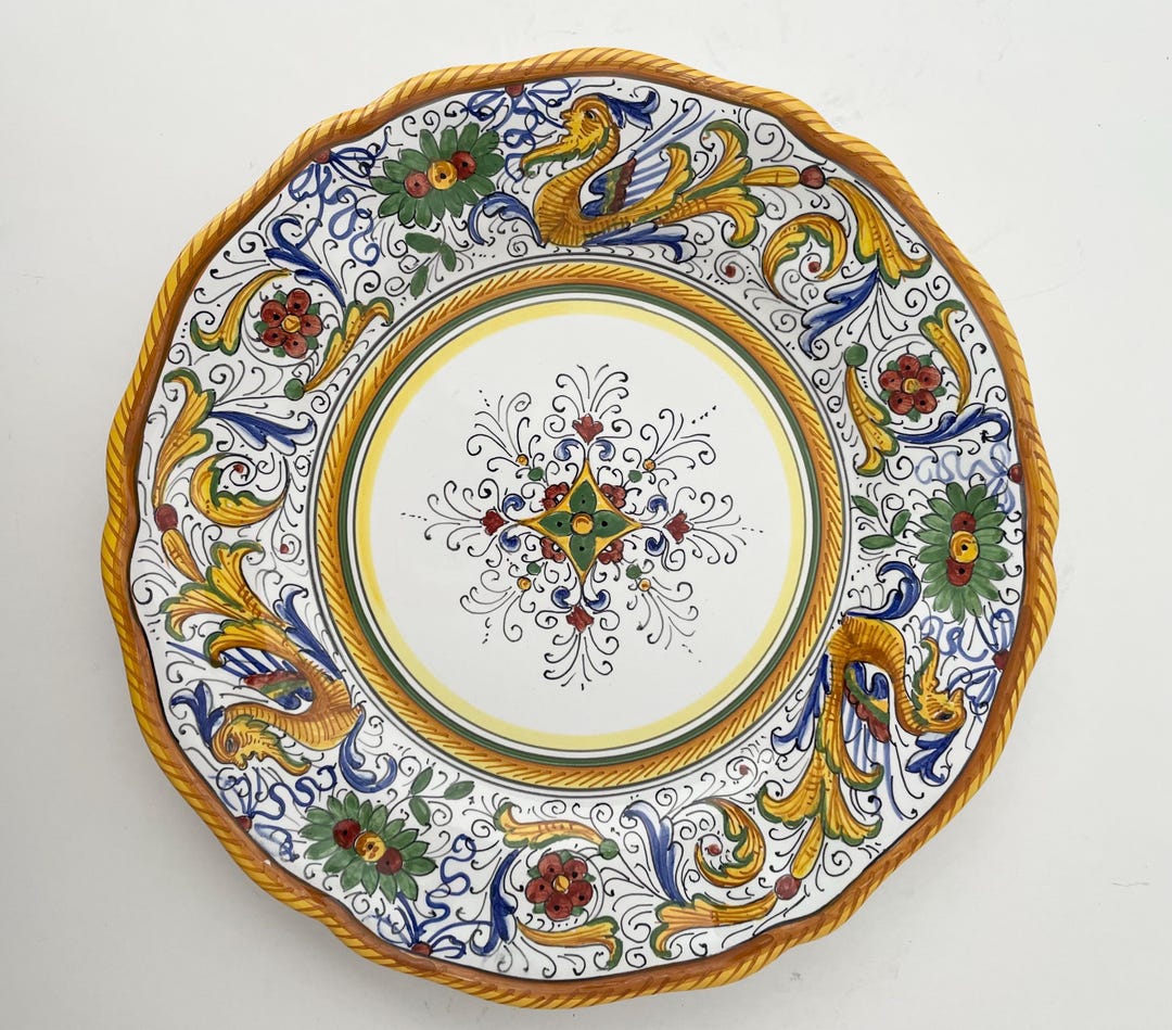 Italian Deruta Raffaellesco Dinner Plate Hand Painted Ceramic Scallop ...