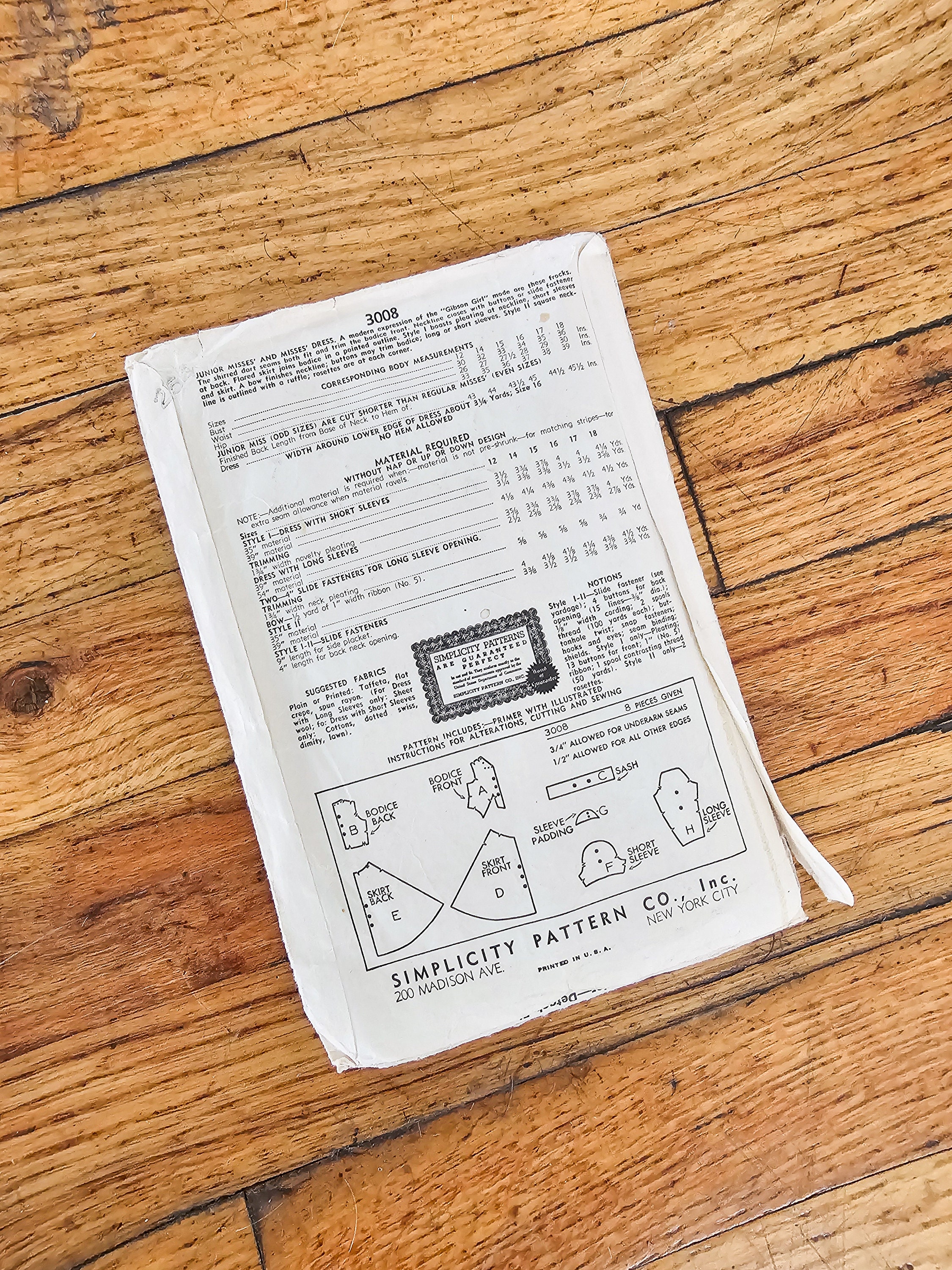 1930s Simplicity Dress Pattern 3008 - Etsy