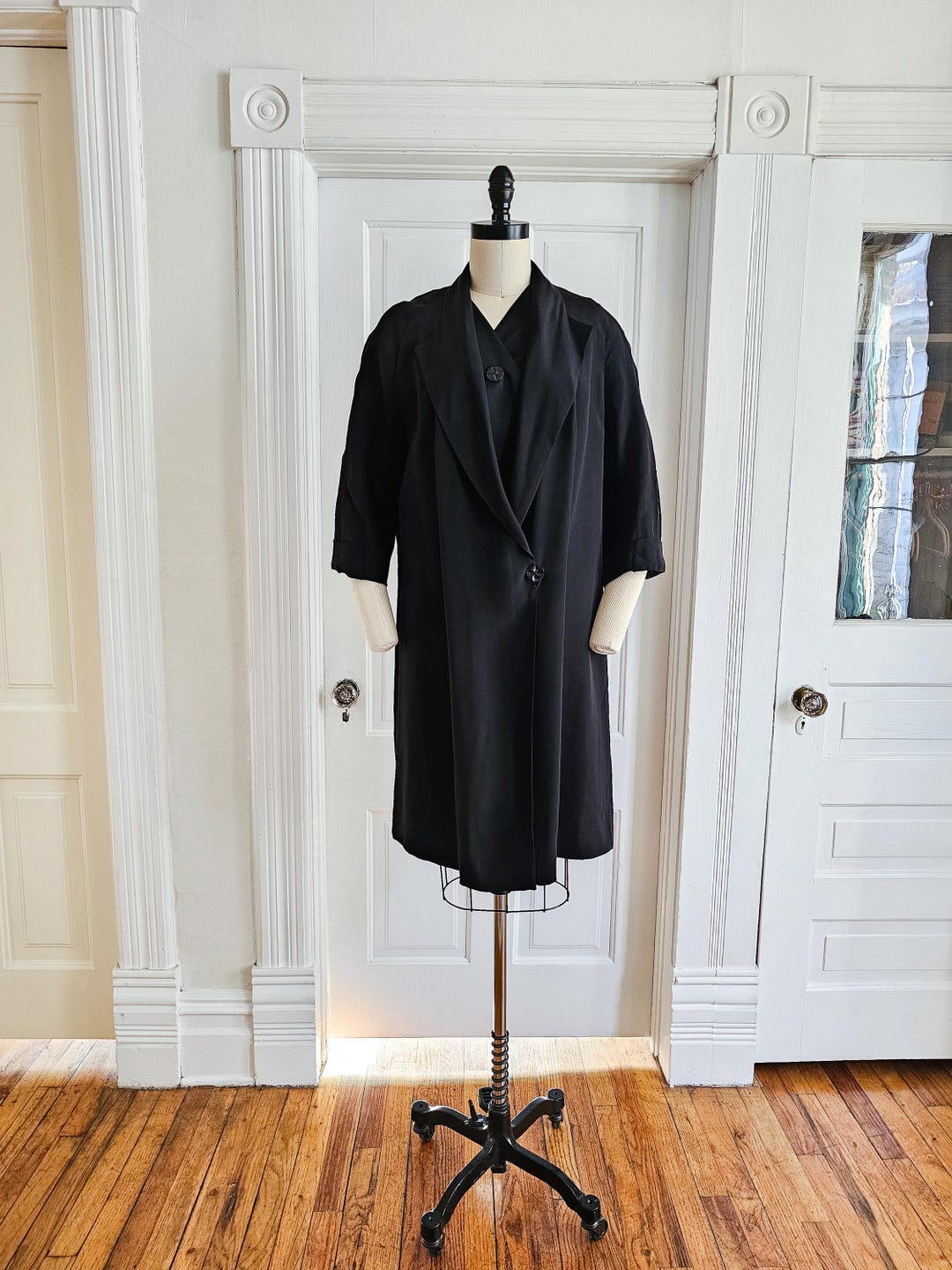 1920s Navy Blue Silk Crepe Duster Coat With Trapunto Sleeves - Etsy