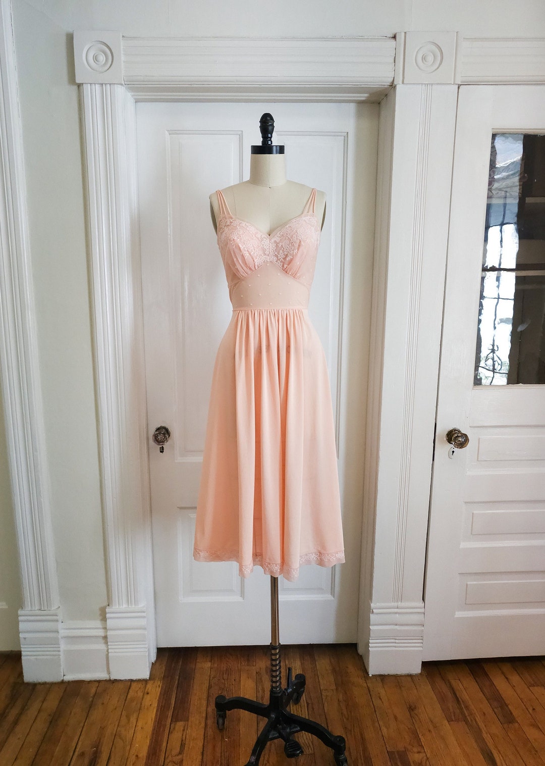 1950s Peach Pink Nylon Nightie Dress - Etsy
