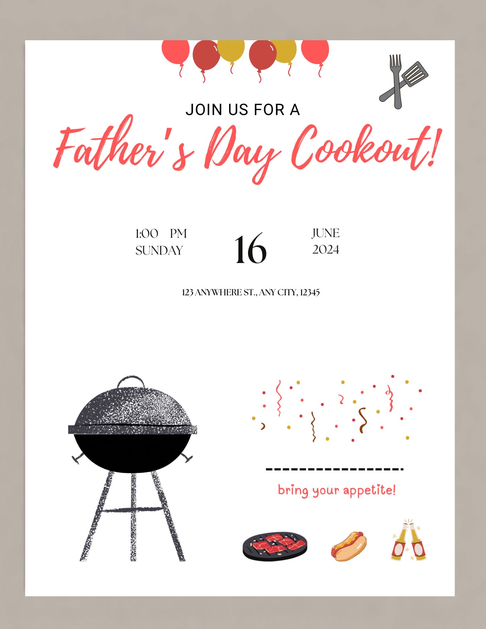 Father’s Day Cookout Invitation, BBQ Template, Editable - Etsy