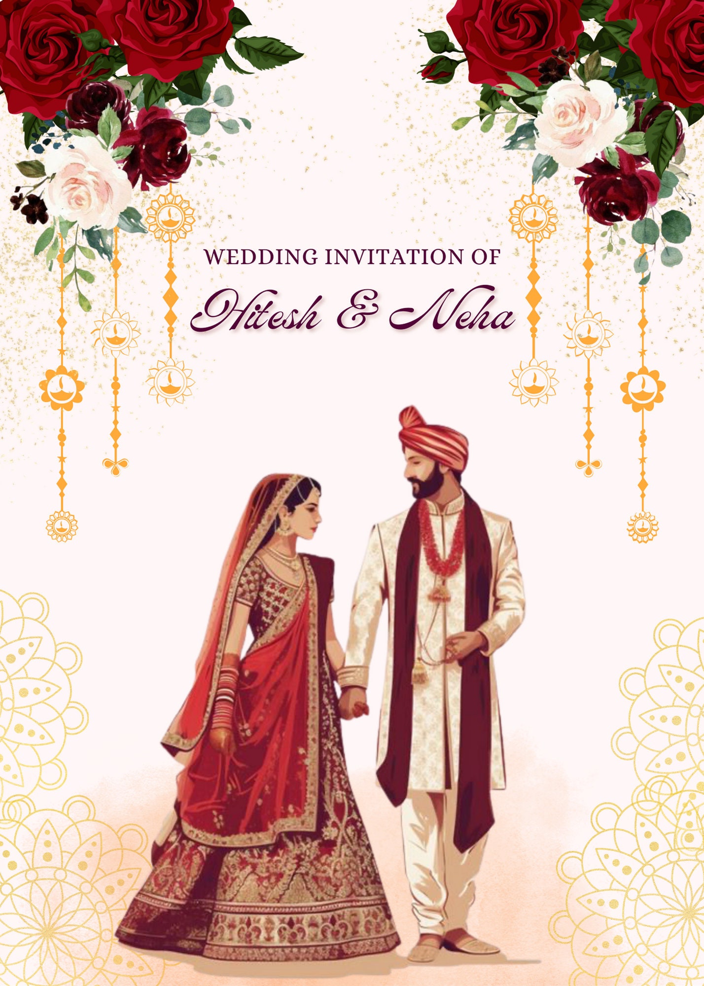 EDITABLE | Indian Wedding Invitation Templates | Digital Fancy Indian ...