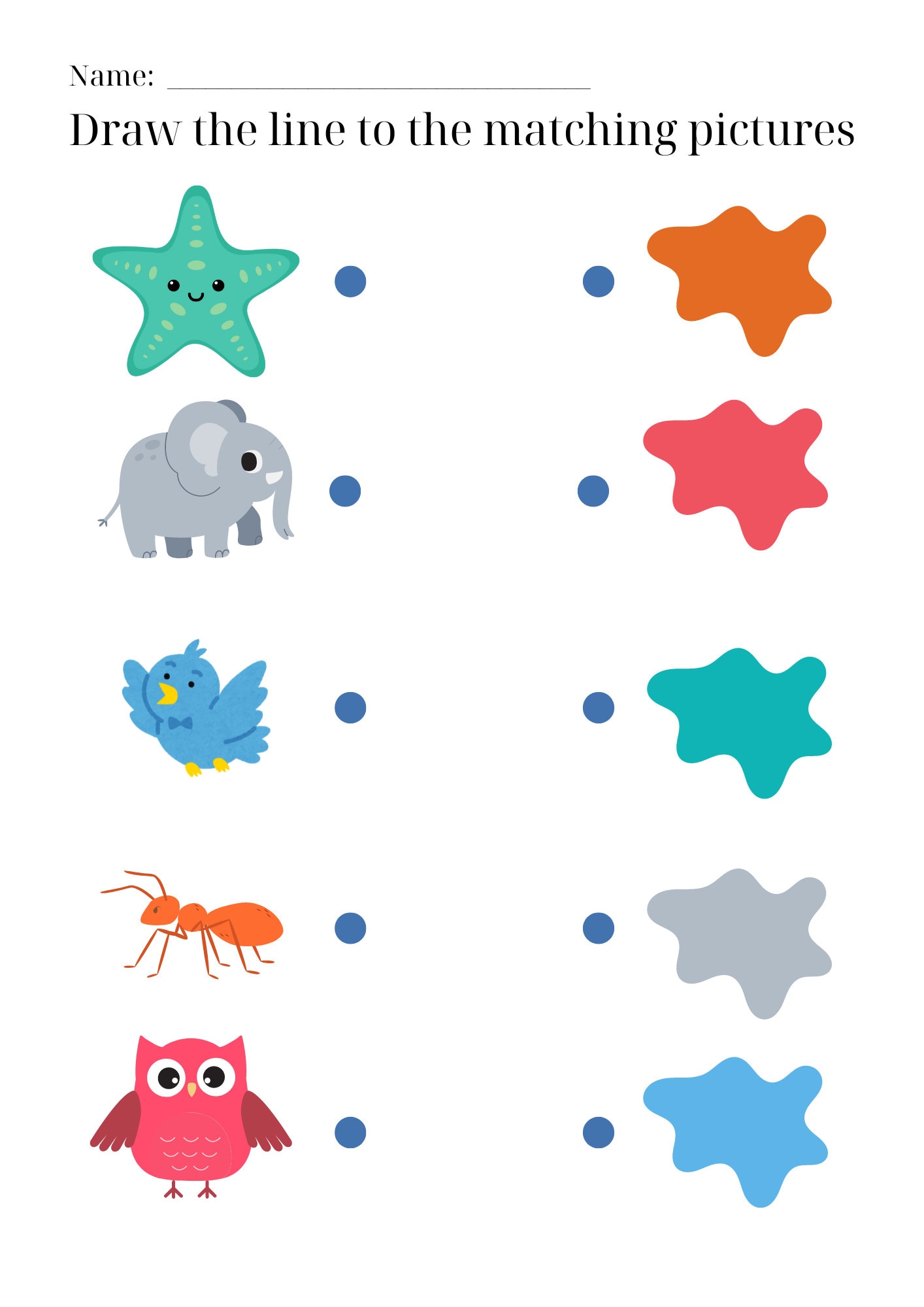 50 Printable Matching Worksheets, Match the Picture, Kindergarten ...