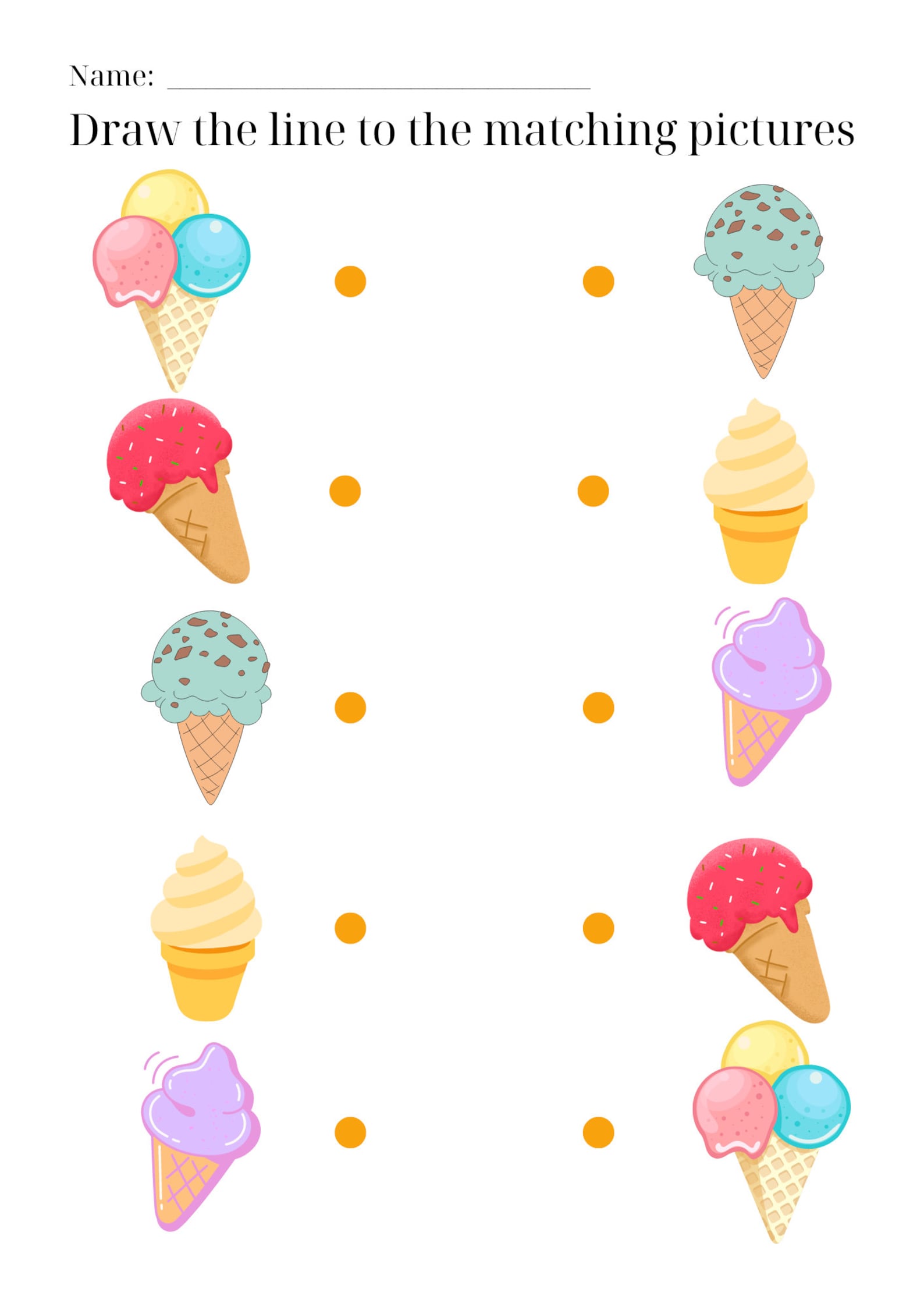 50 Printable Matching Worksheets, Match the Picture, Kindergarten Preschool Activity, Busybook ...