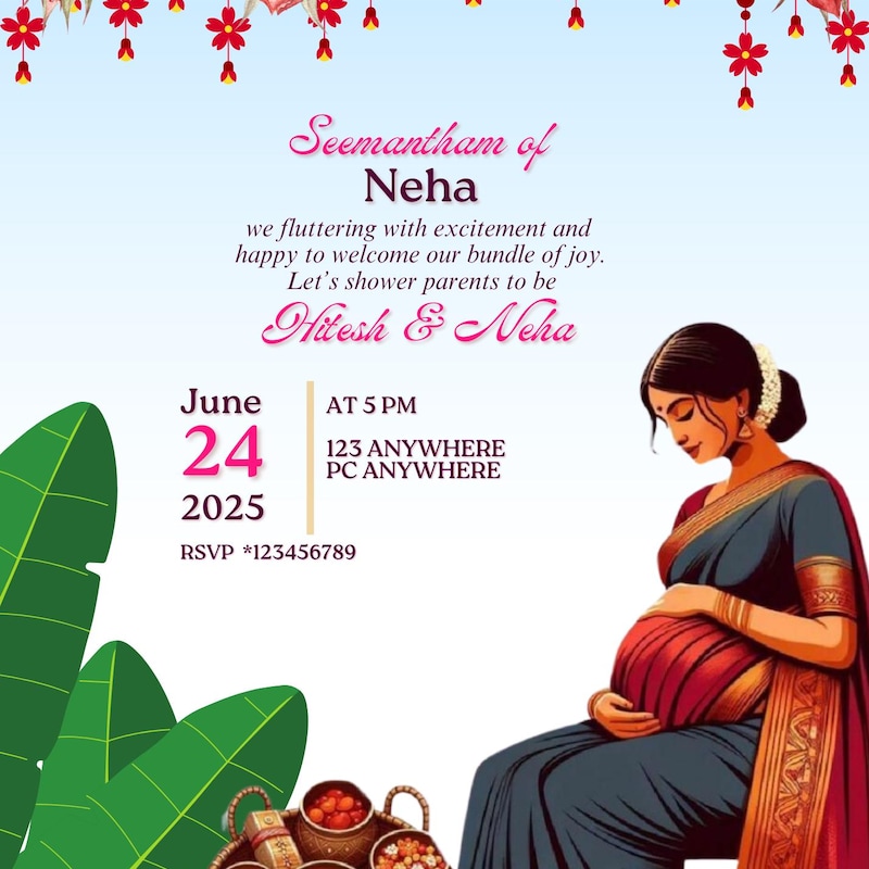 Seemantham Invitation - Etsy