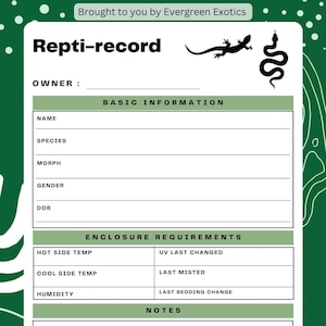 Printable Reptile Record - Etsy