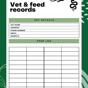 Printable Reptile Record - Etsy