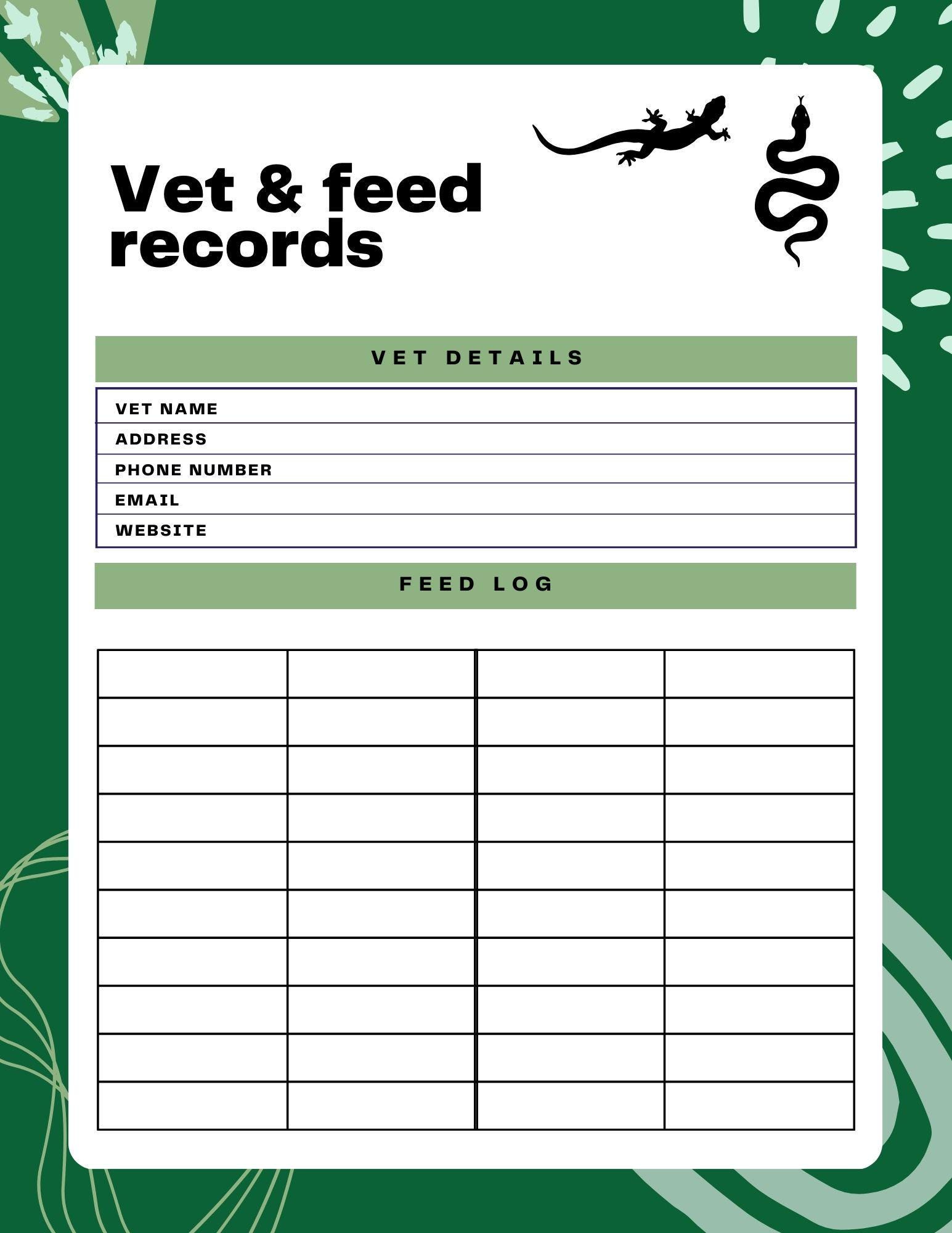 Printable Reptile Record - Etsy