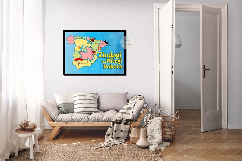 Zindagi Na Milegi Dobara Movie Poster, Spain Map, Bollywood Movie ...