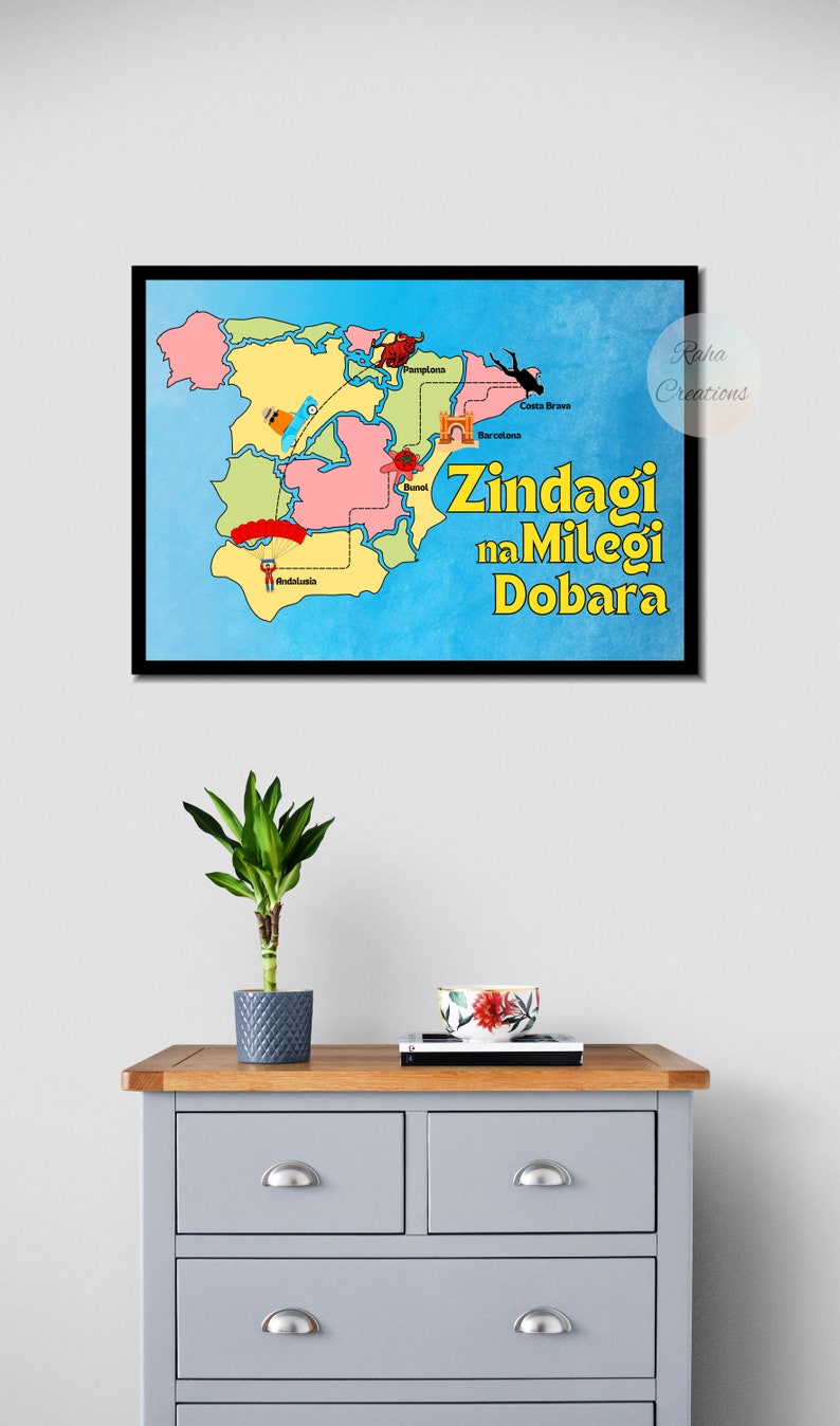 Zindagi Na Milegi Dobara Movie Poster, Spain Map, Bollywood Movie ...