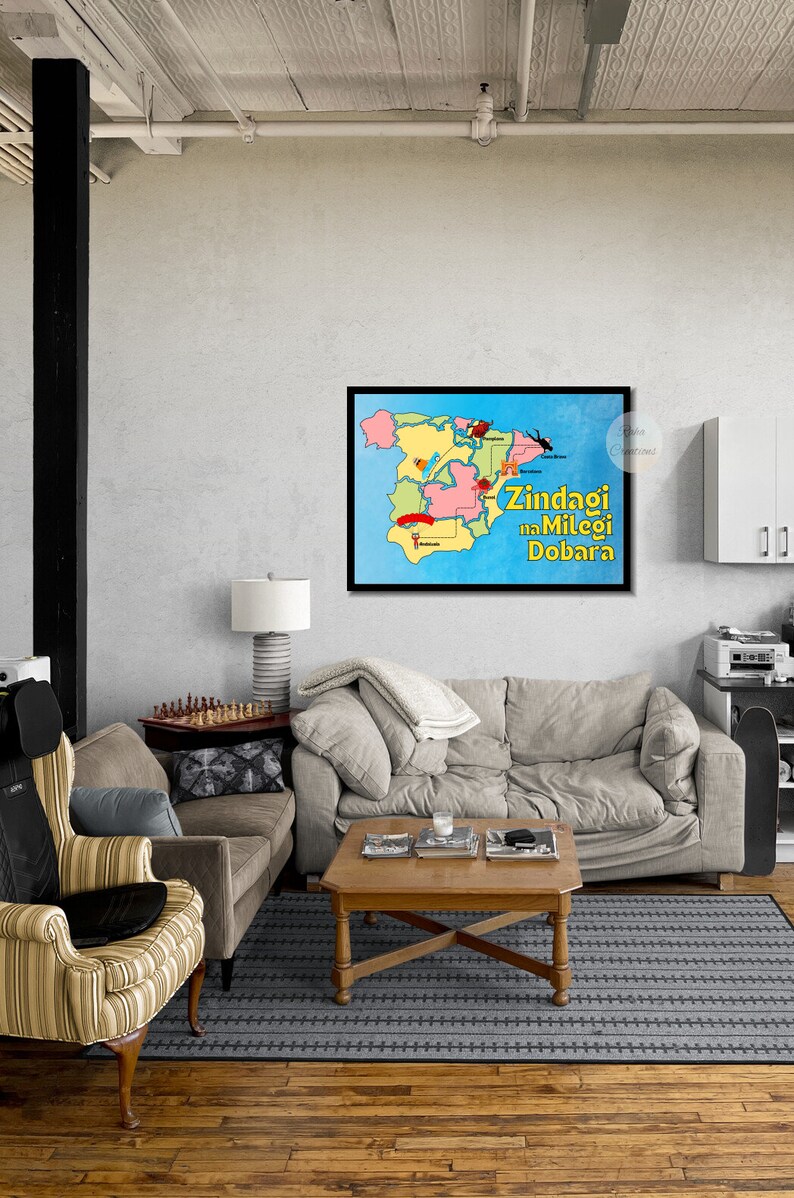 Zindagi Na Milegi Dobara Movie Poster, Spain Map, Bollywood Movie ...