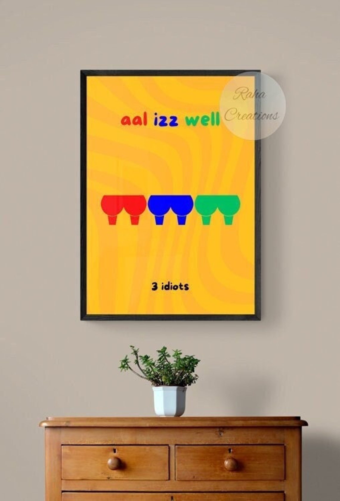 3 Idiots Movie Poster, All is Well, Desi Wall Art, Bollywood Movie Song ...