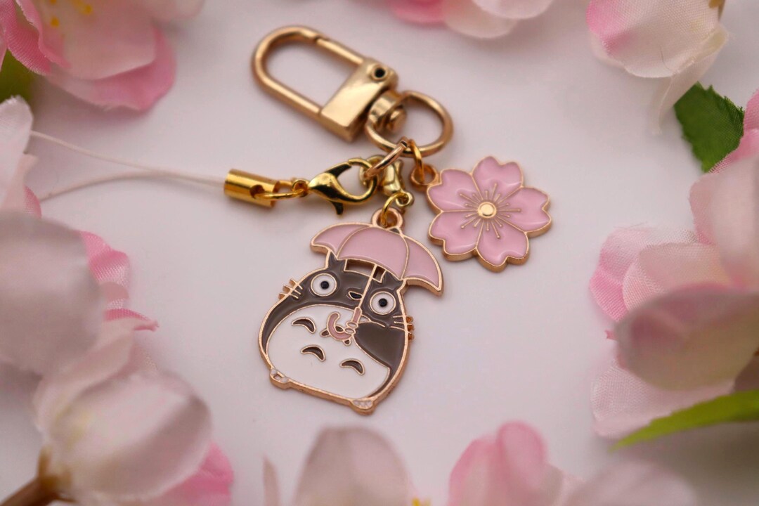 Kawaii Forest Spirit Keychain | Cherry Blossom Anime Keychain With ...