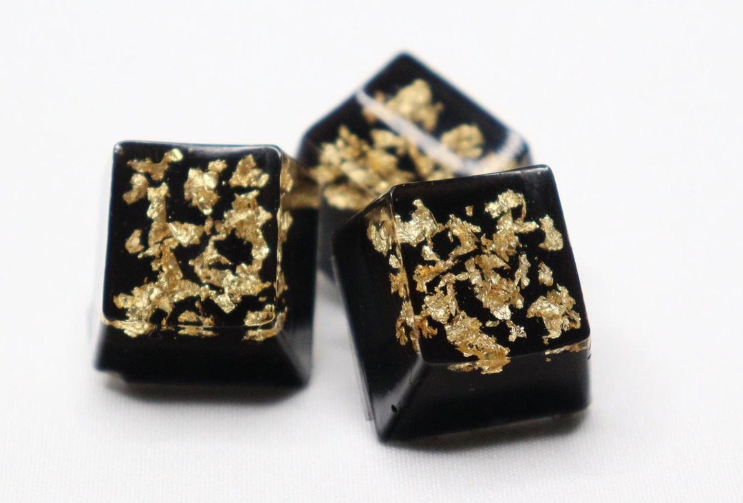 Black Floating Gold Leaf Keycap - Etsy