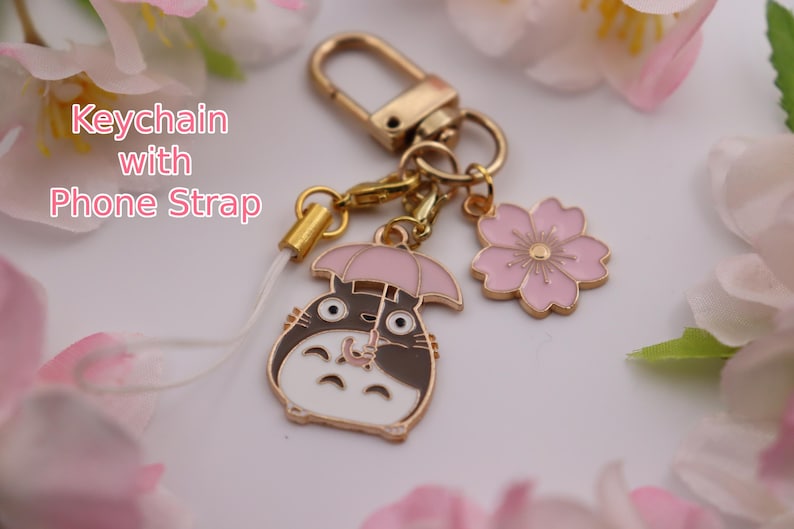 Kawaii Forest Spirit Keychain | Cherry Blossom Anime Keychain With ...
