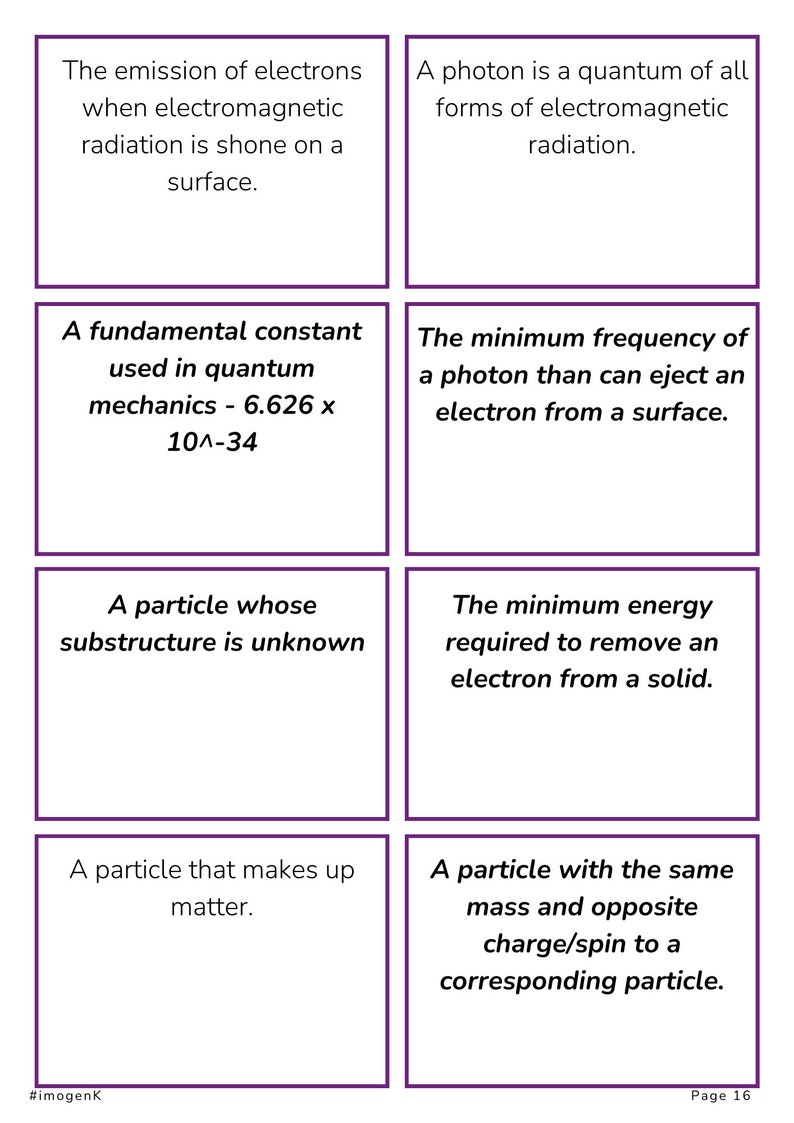 Physics Glossary Flashcards - Etsy