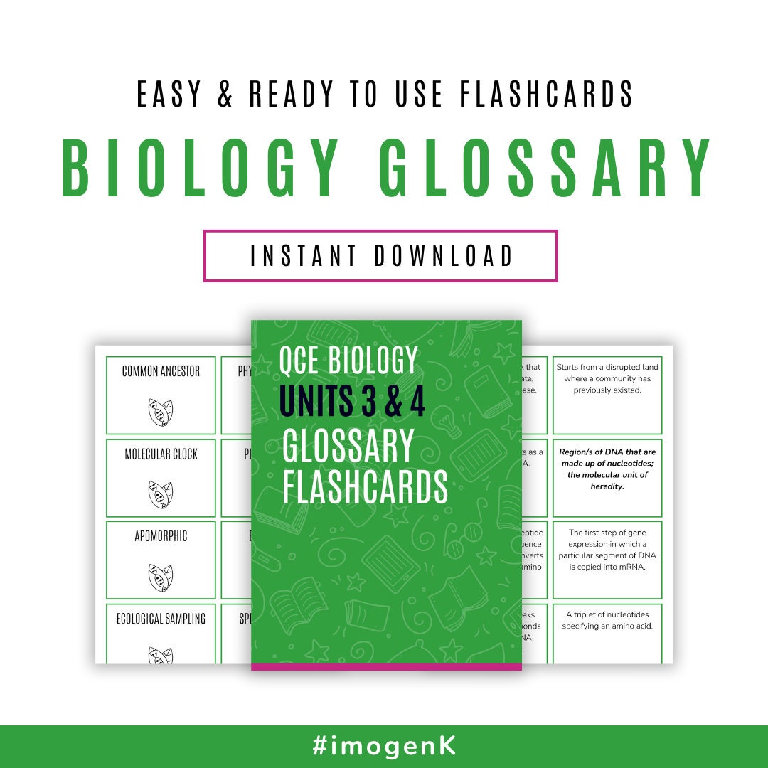 Biology Glossary Flashcards - Etsy