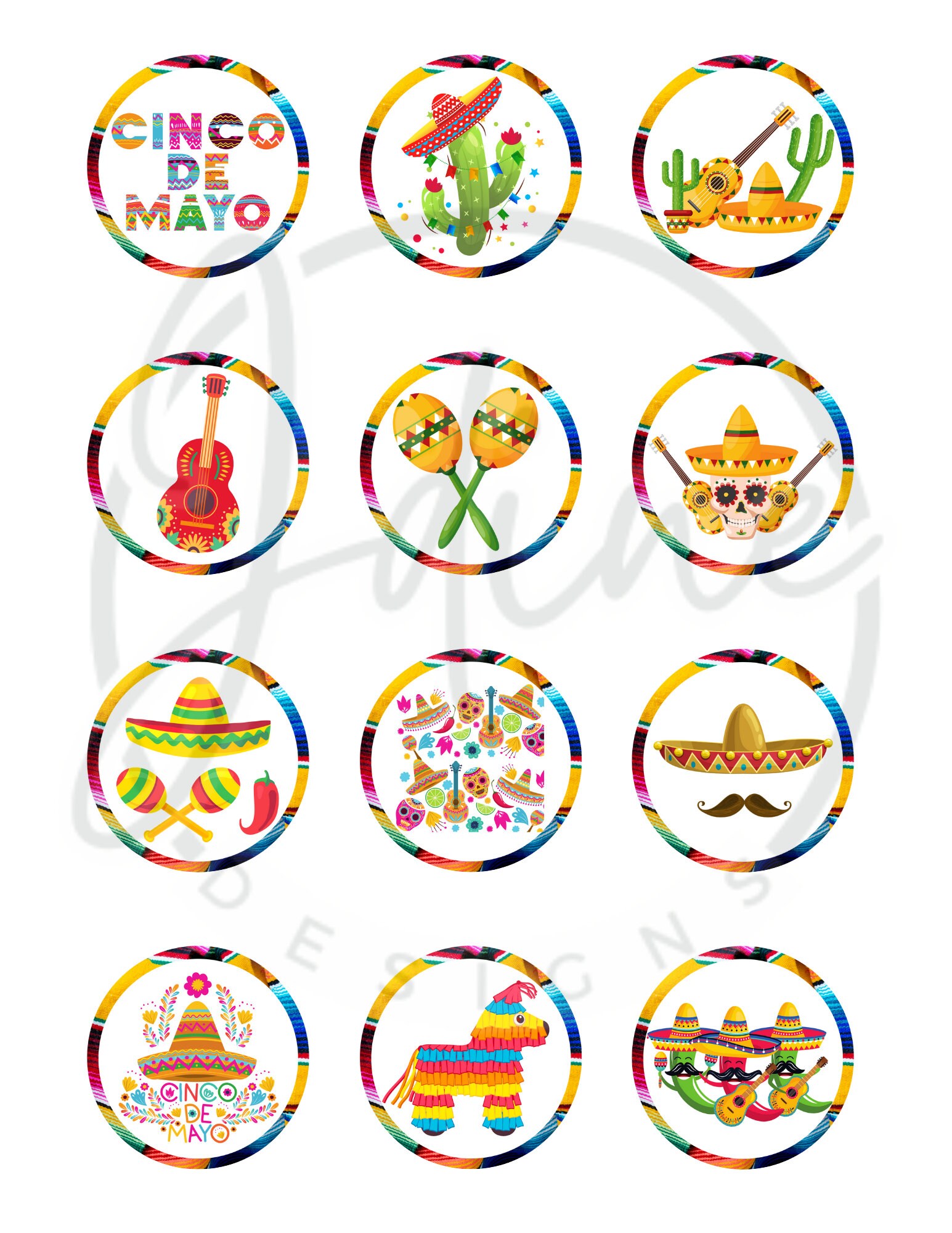 Printable Cinco De Mayo Cupcake Toppers, Digital Toppers, Cake ...