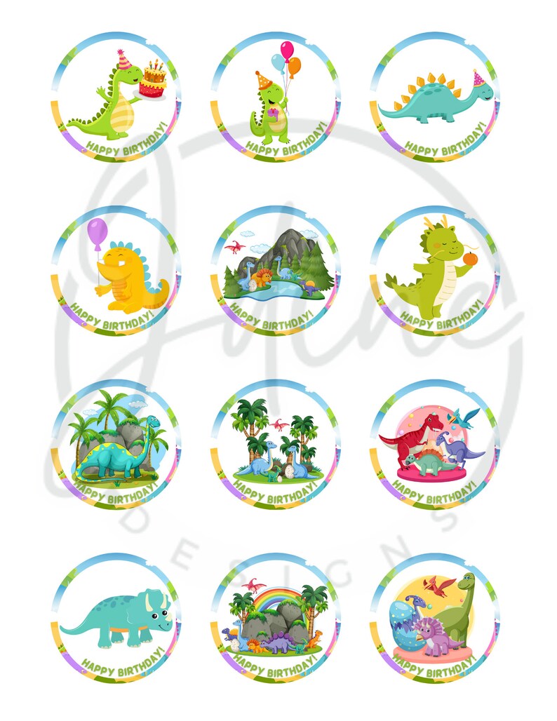 Dinosaur Cupcake Topper, Printable Dinosaur Topper, Birthday Party for ...