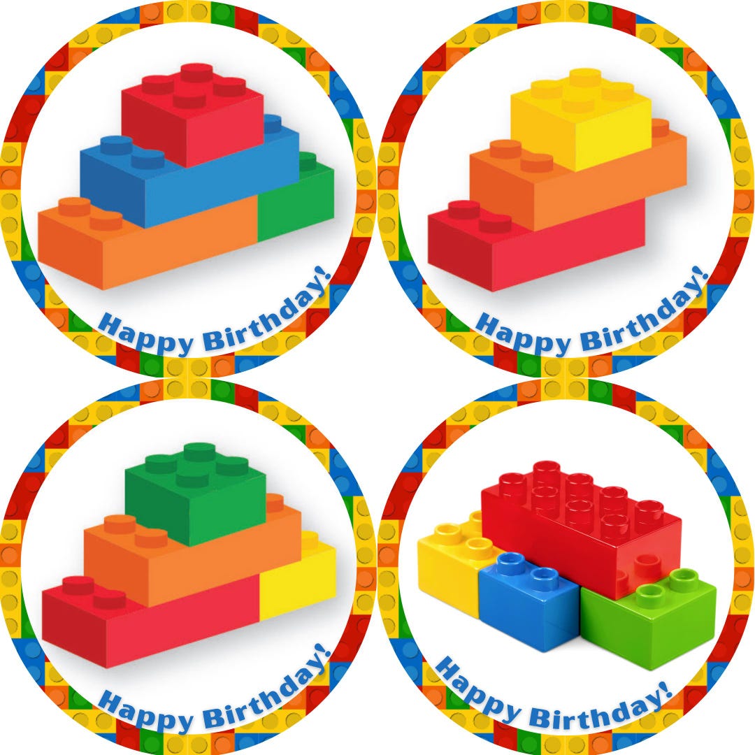 Printable Building Blocks Cupcake Topper, Digital Cake Toppper, 12 Pcs ...