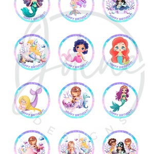 Mermaid Cupcake Topper, Printable Cupcake Topper, Digital Toppers ...