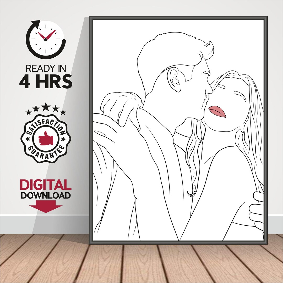 Custom Faceless Lineart Digital Portrait - Custom Best Friend Digital ...