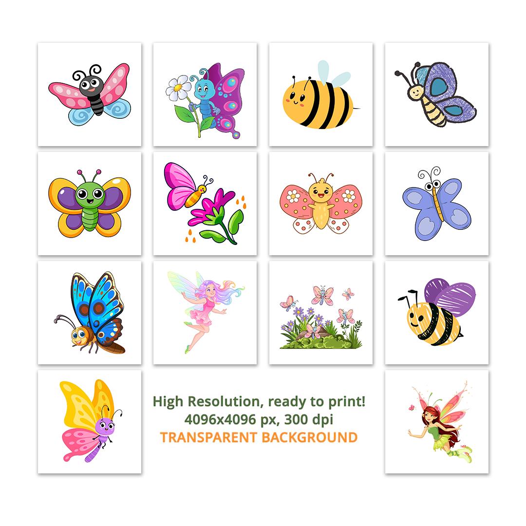 30 Cute Butterfly Clipart Bundle, Butterfly PNG Graphics | Funny ...