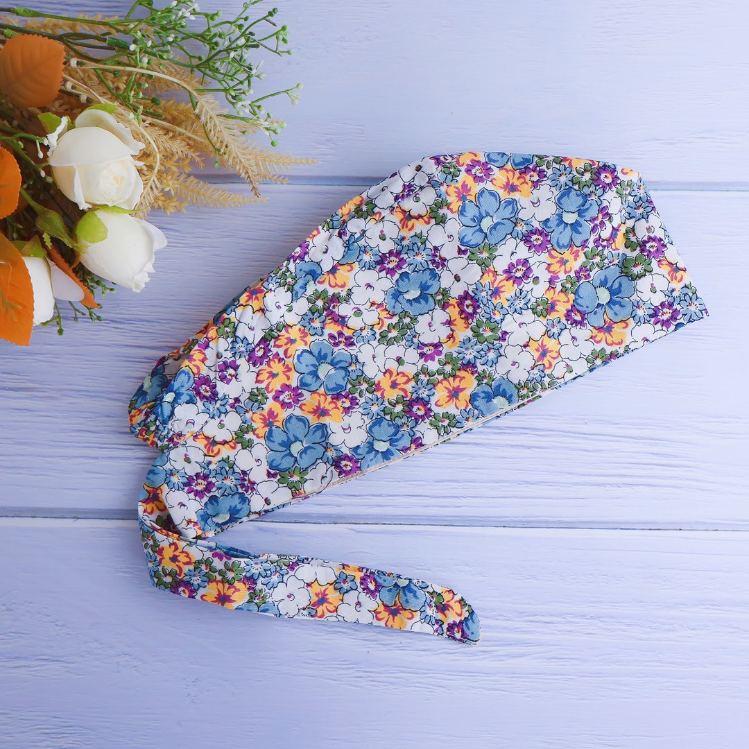Ortho Scrub Cap, Satin Floral Design, Pure Cotton Anesthesia Cap With ...