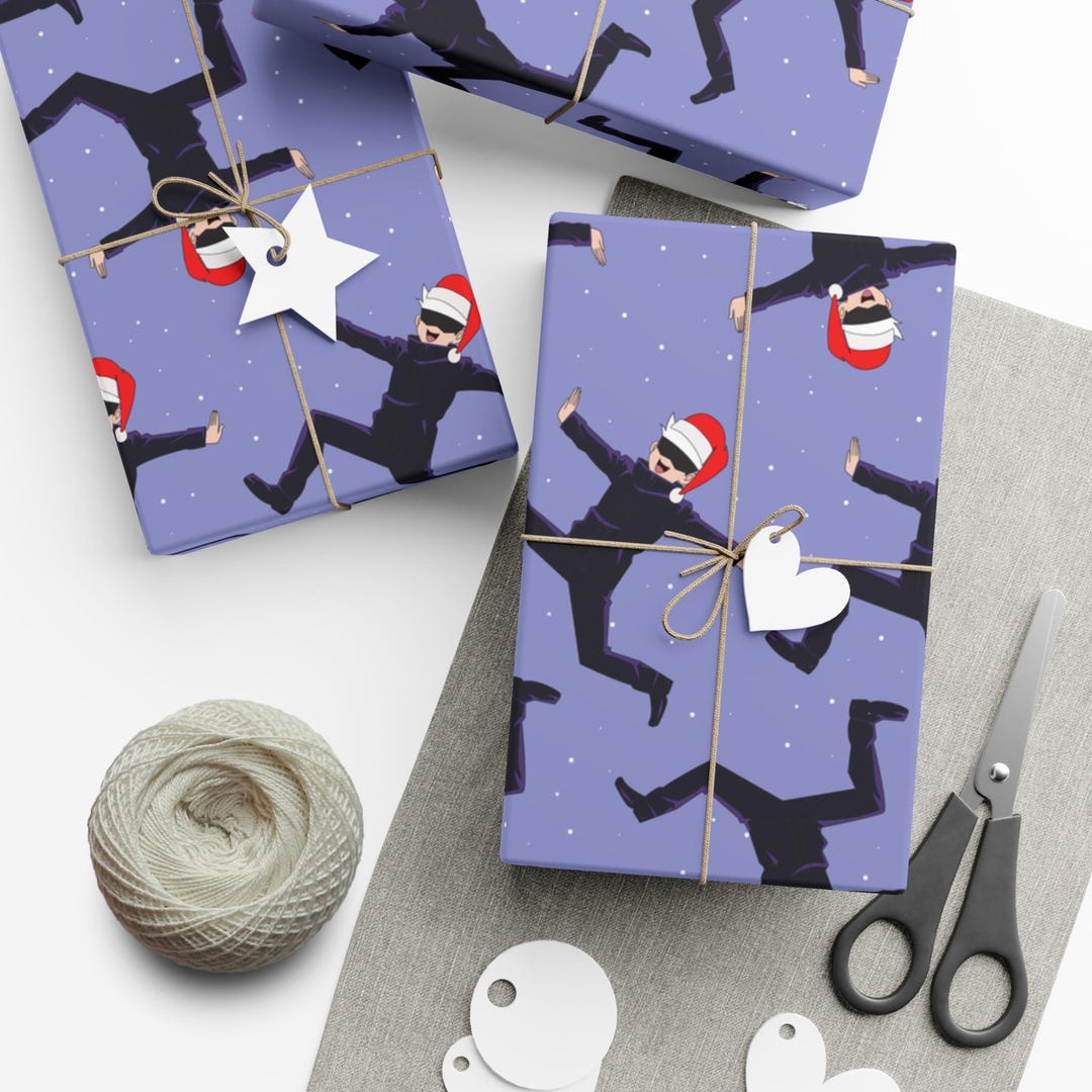Satoru Gojo Christmas Lavender Wrapping Paper, JJK Inspired Anime Gift ...