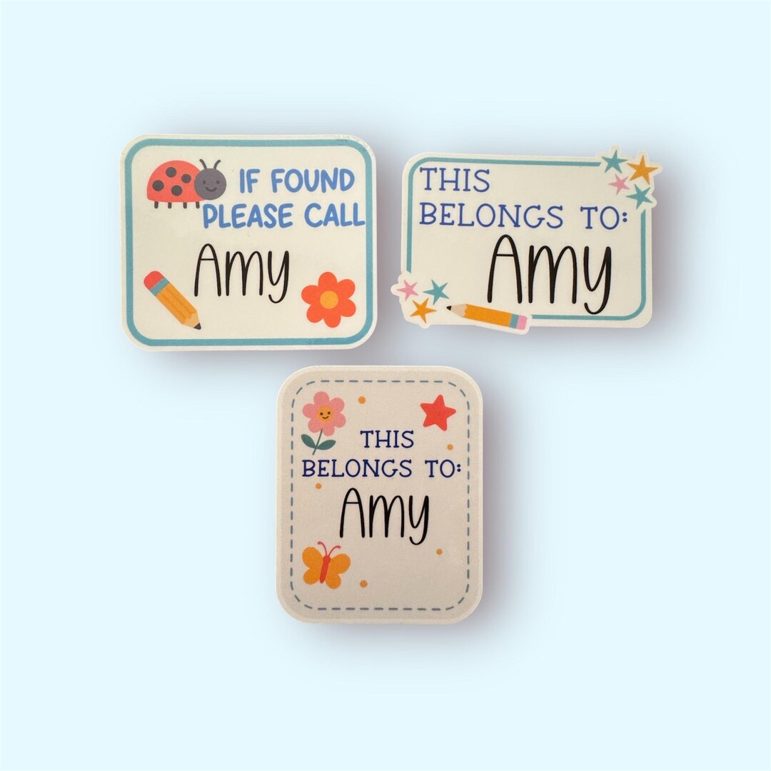 Personalized Custom Kids' Labels: School Supplies Stickers, Set of 6 - Etsy
