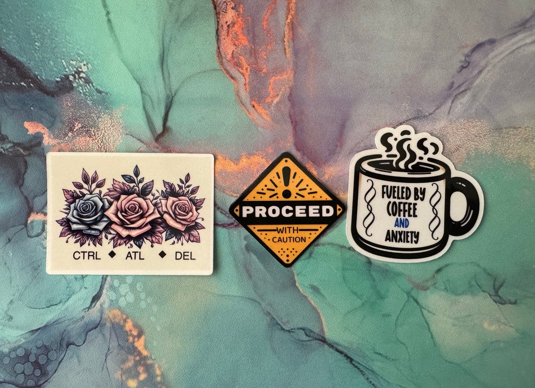 Multiple Stickers, Coffee & Anxiety, Caution, and More. Funny ...