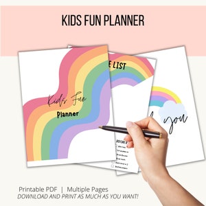 Kids Fun Planner Printable, Planner, Kids Planner, Fun, Kids Chore ...
