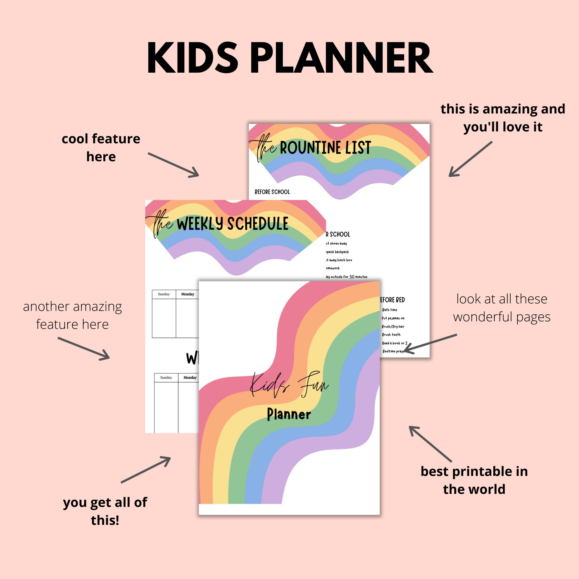 Kids Fun Planner Printable, Planner, Kids Planner, Fun, Kids Chore ...