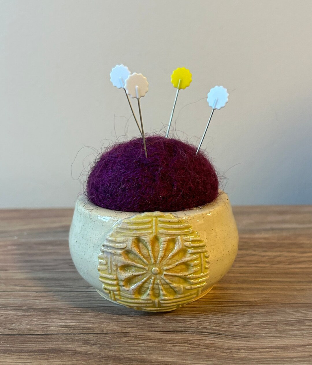 Handmade Ceramic Pin Cushion With Flower - Etsy