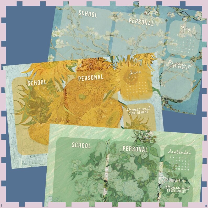 Van Gogh Desktop Organizer Wallpaper and Icons for Teachers - Etsy