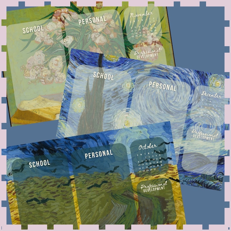 Van Gogh Desktop Organizer Wallpaper and Icons for Teachers - Etsy