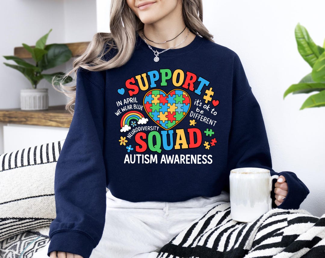 Autism Awareness Support Squad Sweatshirt, Autism Sweatshirt, Autism ...