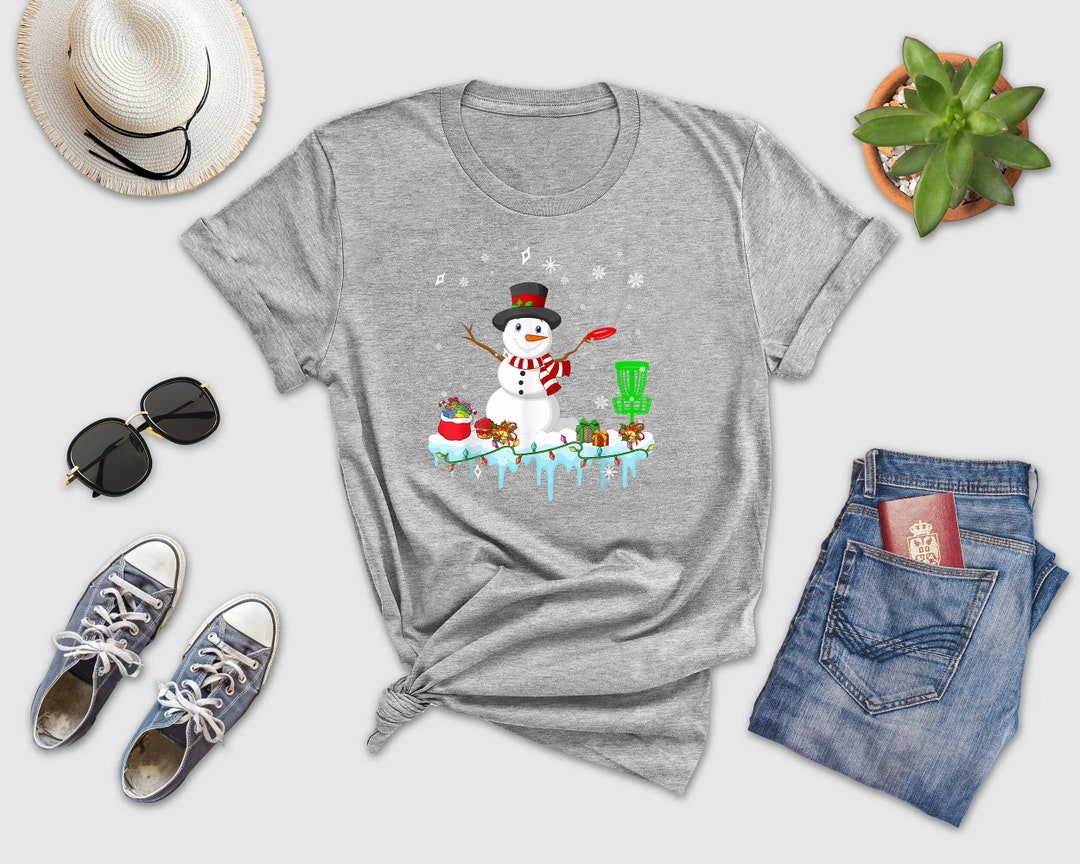 Snowman Playing Disc Golf Shirt, Disc Golf Christmas Shirt, Gift for ...