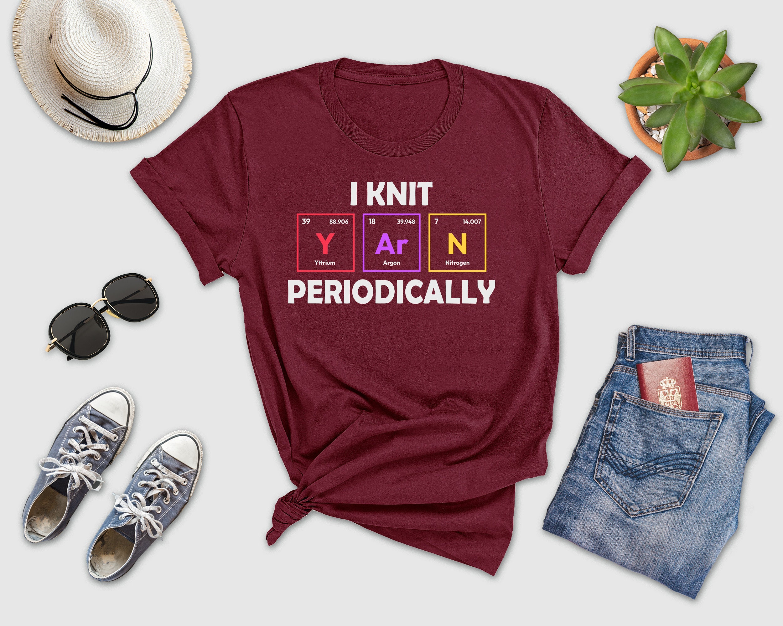I Knit Yarn Periodically Shirt, Funny Shirt for Knitters, Science Geek ...